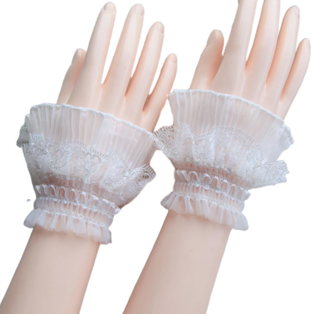 Giaone Layered Lace Cuff Stretch Bracelet False Sleeves Wrist Cuffs for ...