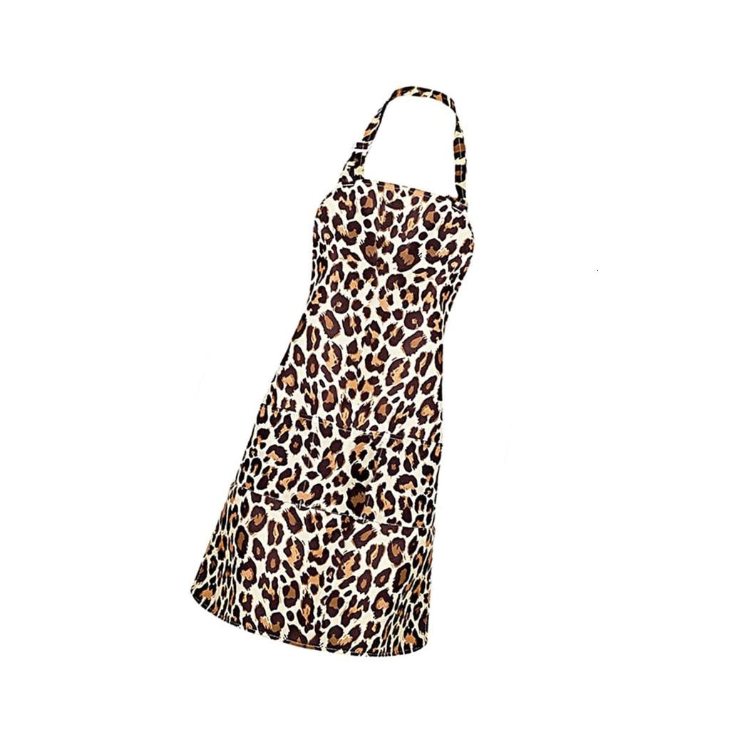 Giaone Leopard Printing Apron Soft Polyester Adjustable NeckStrap ...