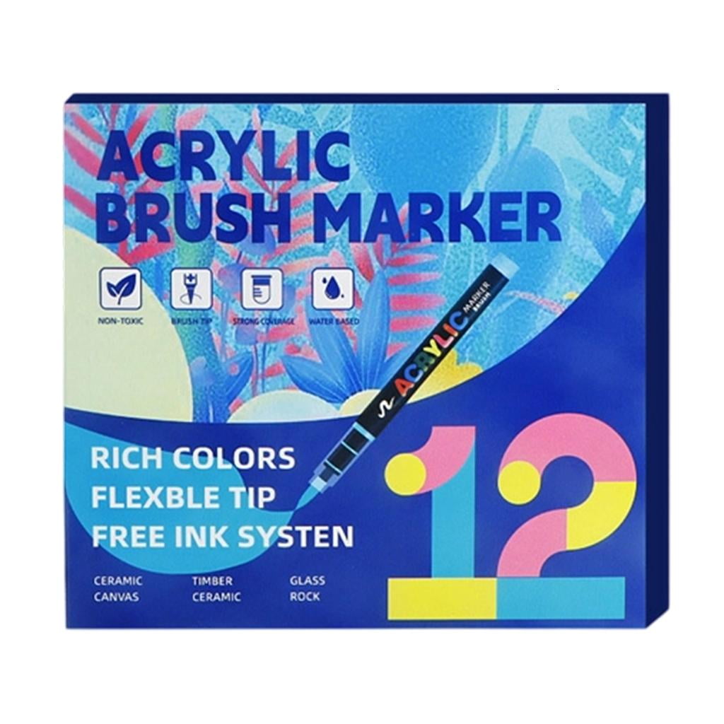 Giaone Liquid Acrylic Paint Pen 12 Color Liquid Acrylic Paint Marker ...