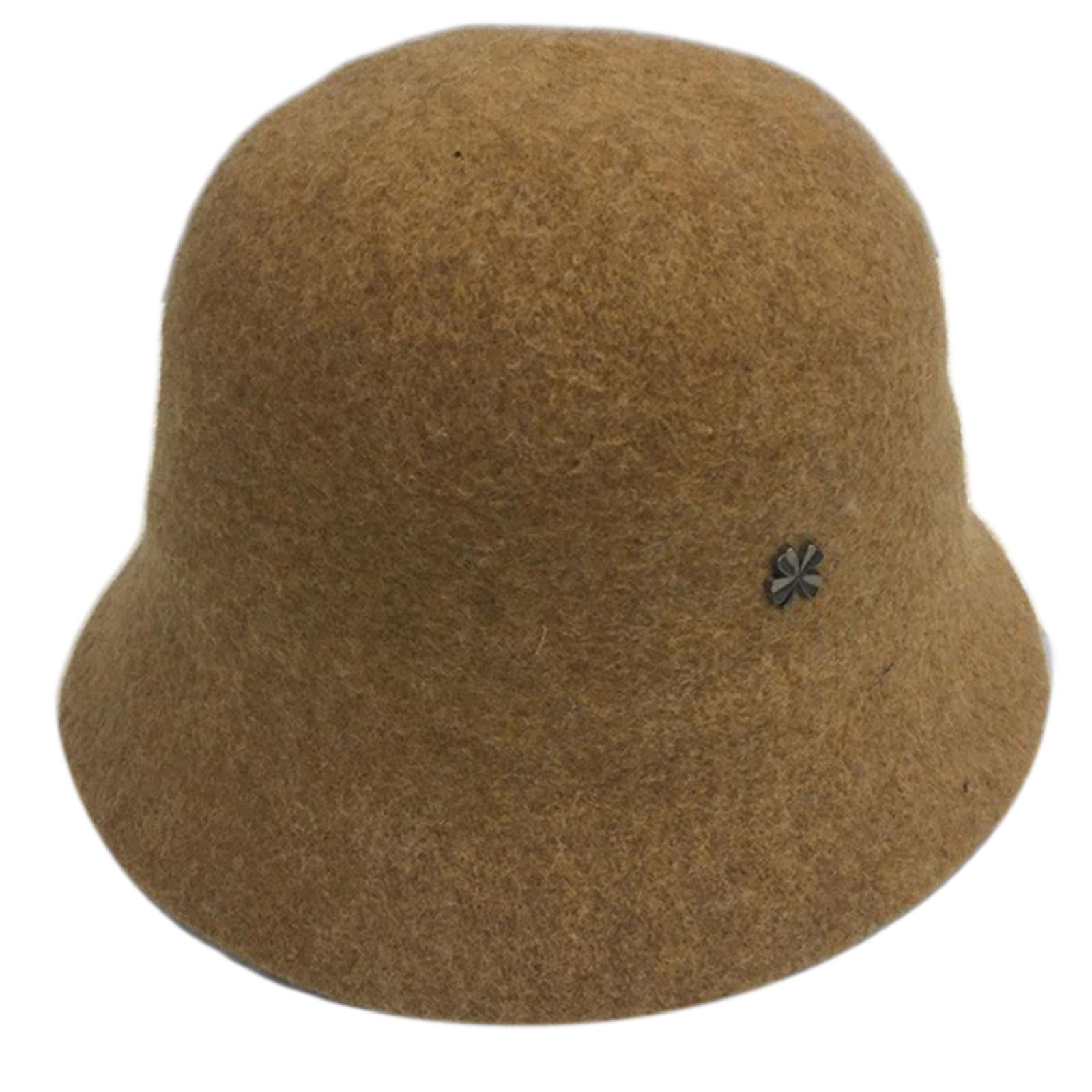 Giaone Literary Wool Cloche Hat Fisherman Cap 4-leaf Clover Bucket Hat ...
