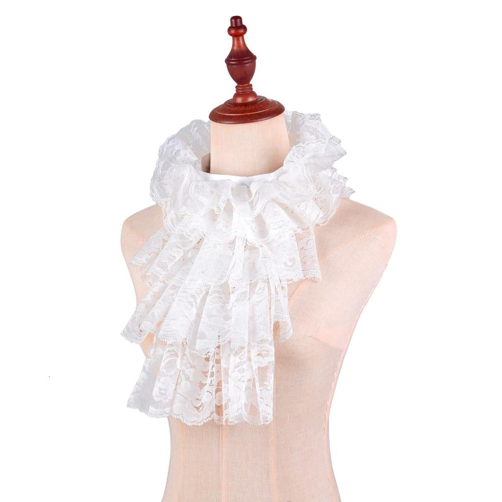 Giaone Multiuse Ruffled Collar Lace Jabot Collar Victorian Elizabeth ...