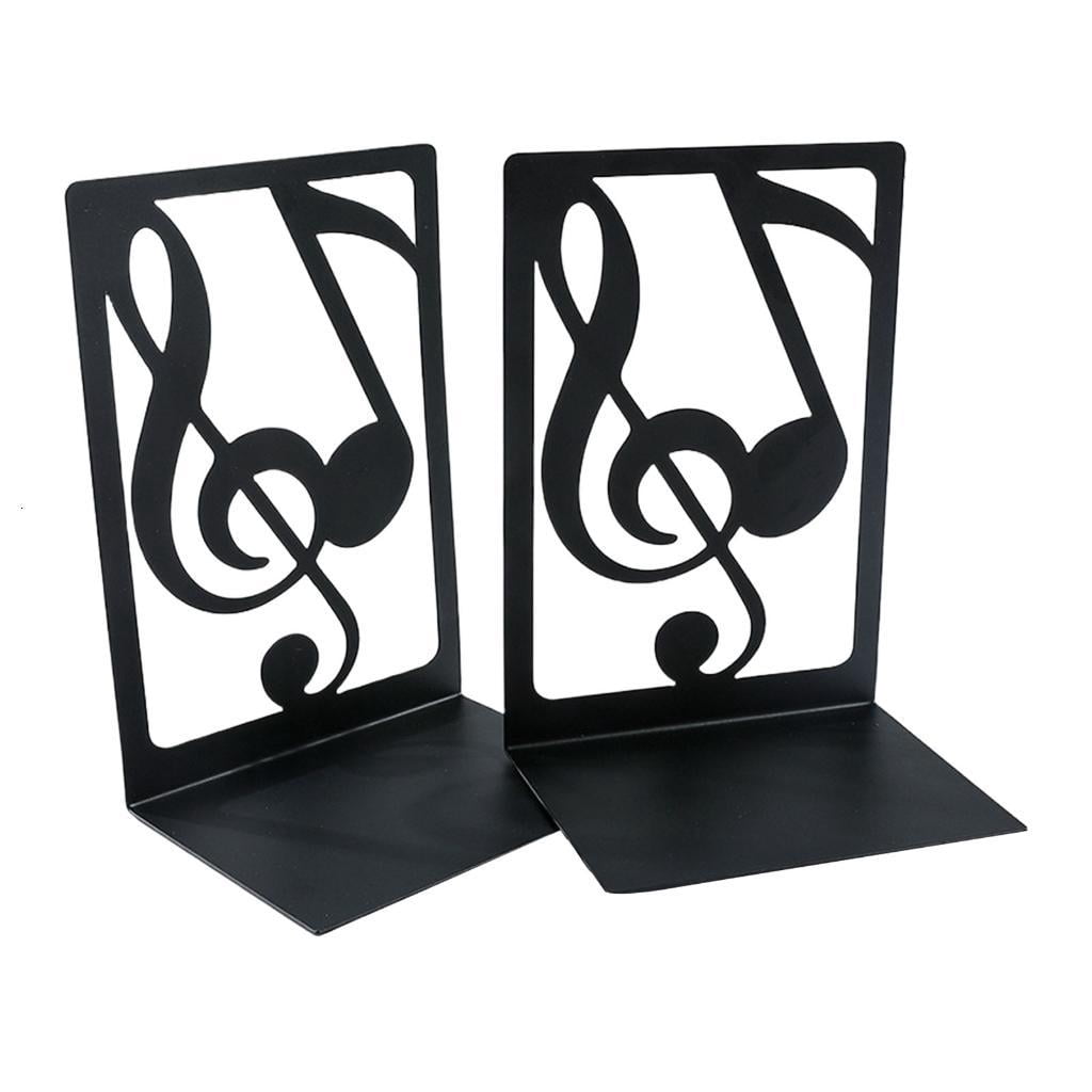 Giaone Musical Note Bookend Slip Resistant Metal Book End Book Stoppers ...