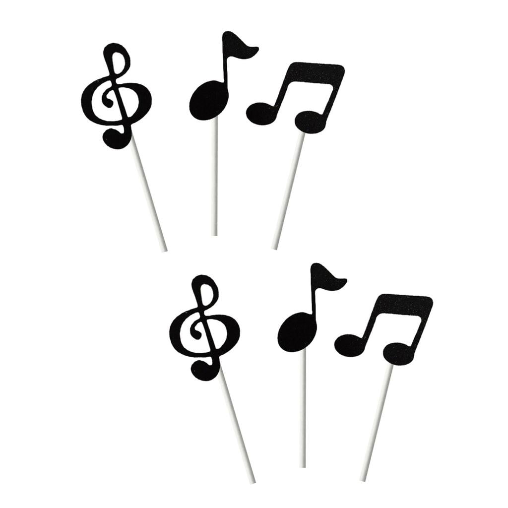 Giaone Musical Theme Cake Toppers 8th Note Ornament Recyclable Paper ...