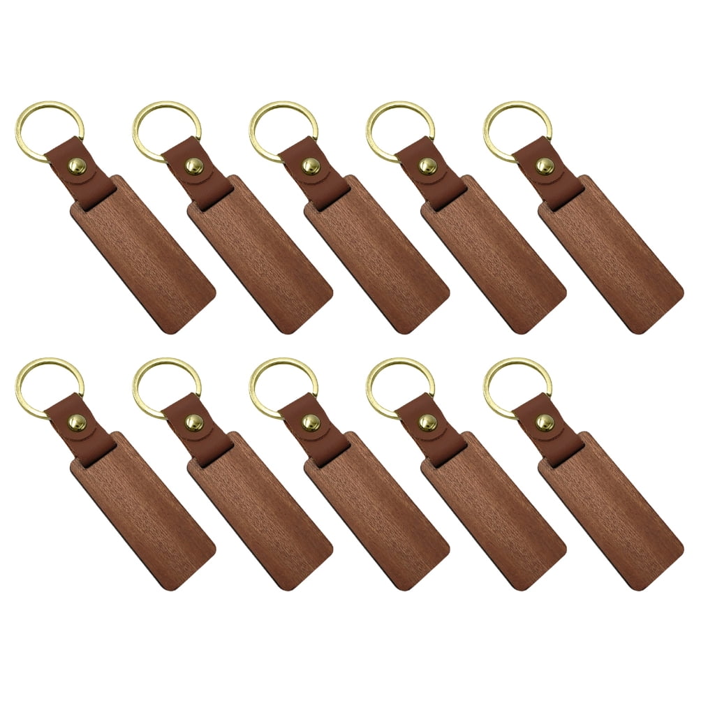 Giaone Pack Of 10 Natural Wood Keychains Blank Wood Keychains Adornment ...