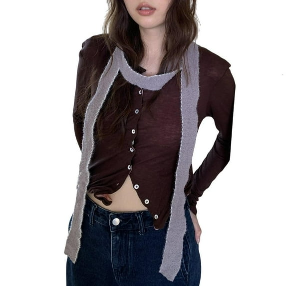 Giaone Permanent Sewn Border Scarf Thin Lined Plan Constant Elegant ...