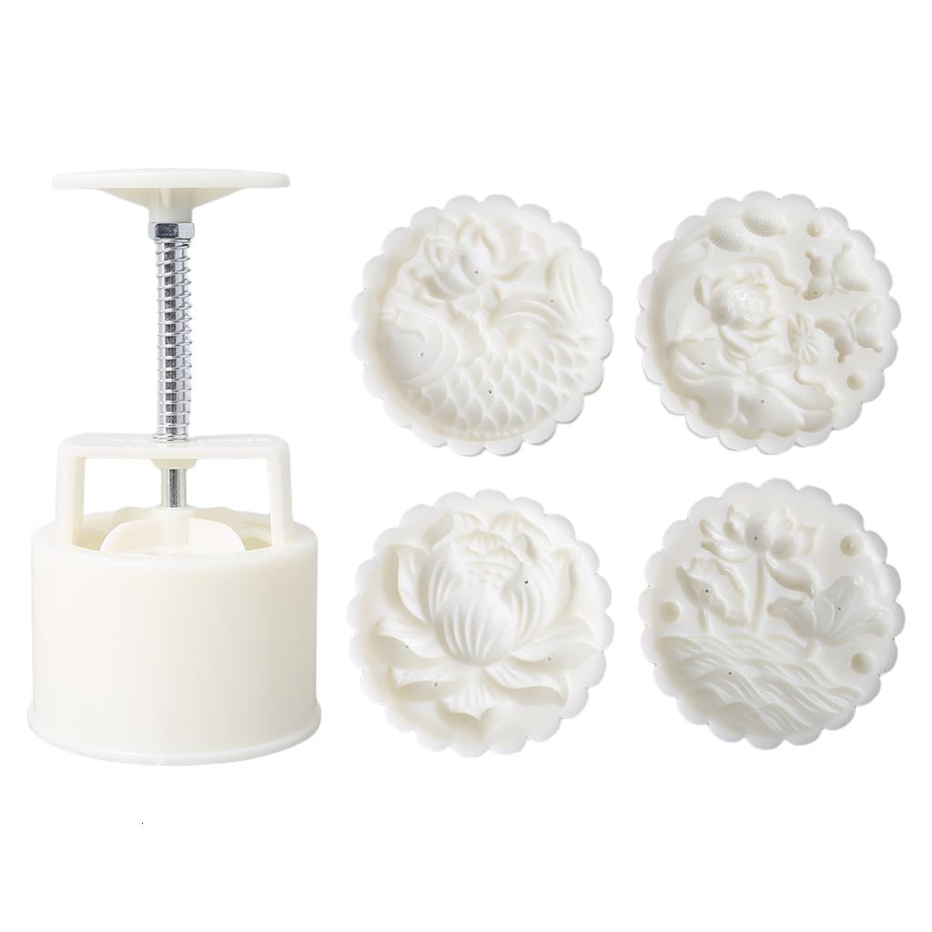 Giaone Plastic Mooncake Mold 3D Flower Fish Stamps Cookie Cutter Moulds ...
