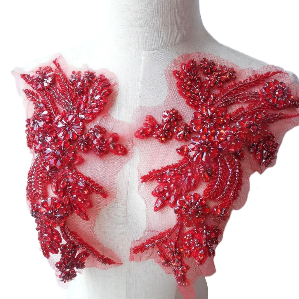 Giaone Rhinestones Suit Applique Jeweled Sewing on Patches for Wedding ...