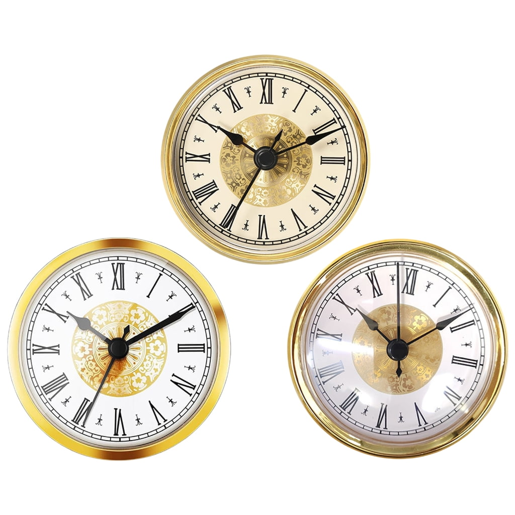 Giaone Round Clock Insert Small Clock Roman/Arabic Numerals Gold/Silver ...