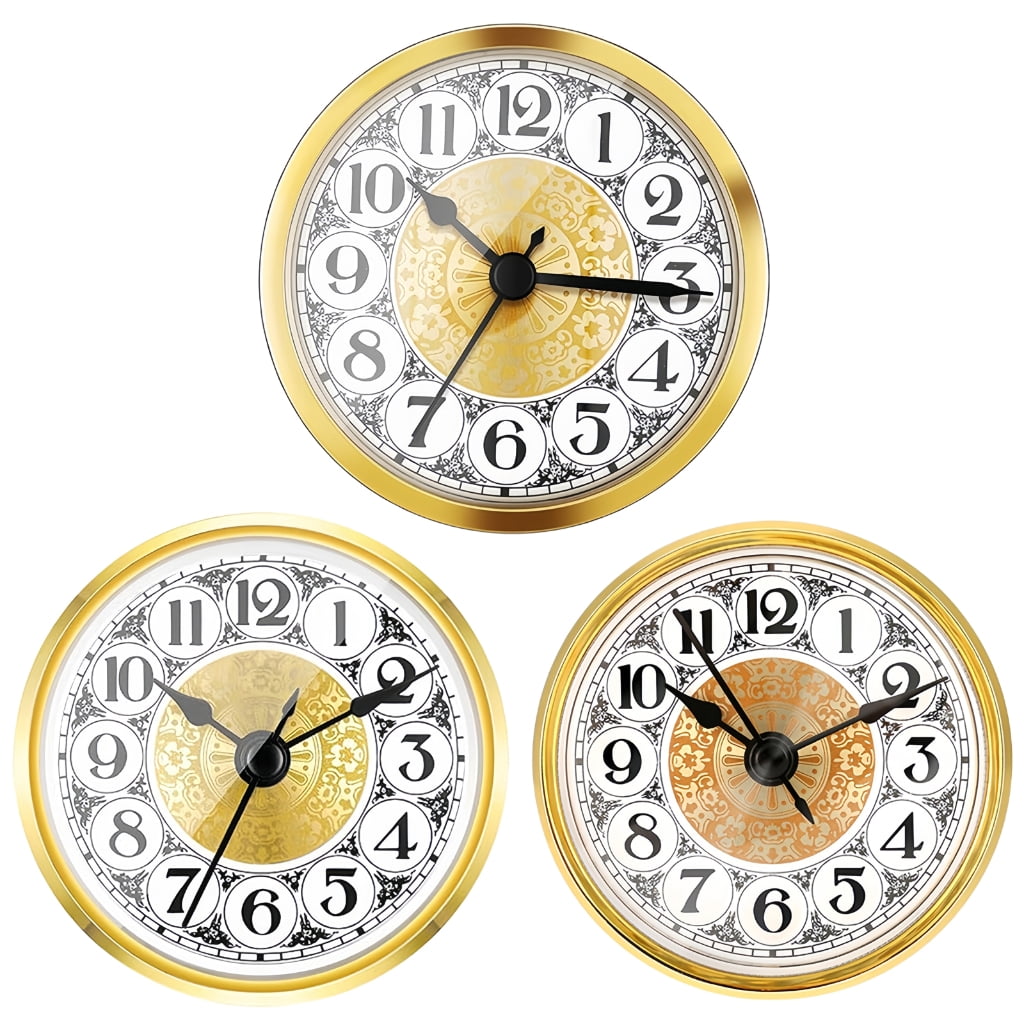 Giaone Round Clock Insert Small Clock Roman/Arabic Numerals Gold/Silver ...