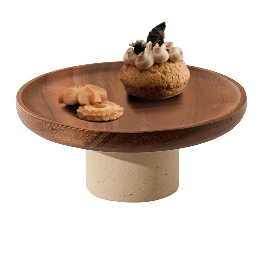 Giaone Rustics Kitchen Cake Stand Wood Clay Lid For Entertaining ...