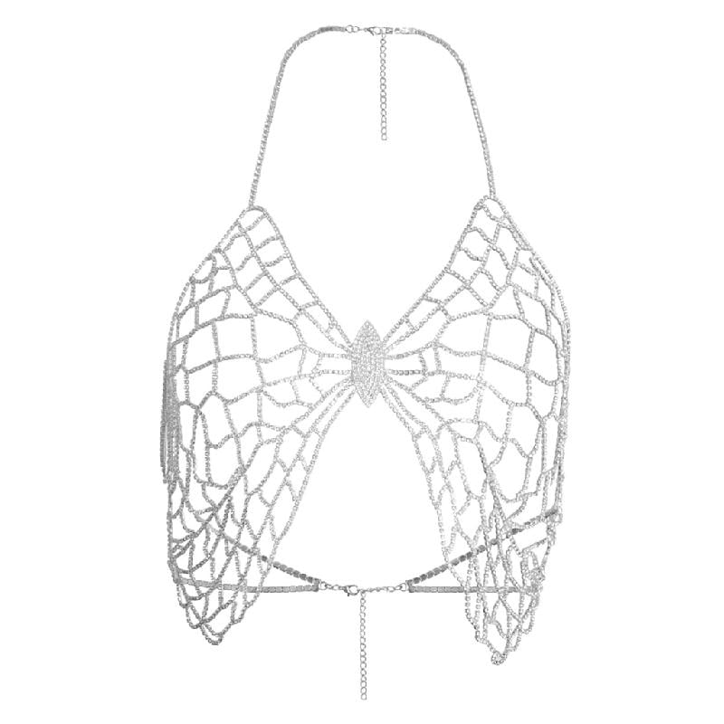 Giaone Summer Beach Rhinestones Thoracic Chain Butterfly Bra Body Chain ...