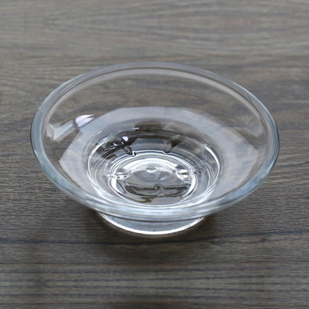 Giaone Soap Dish Round Glass Storage Box Clear Holder Accessories for ...