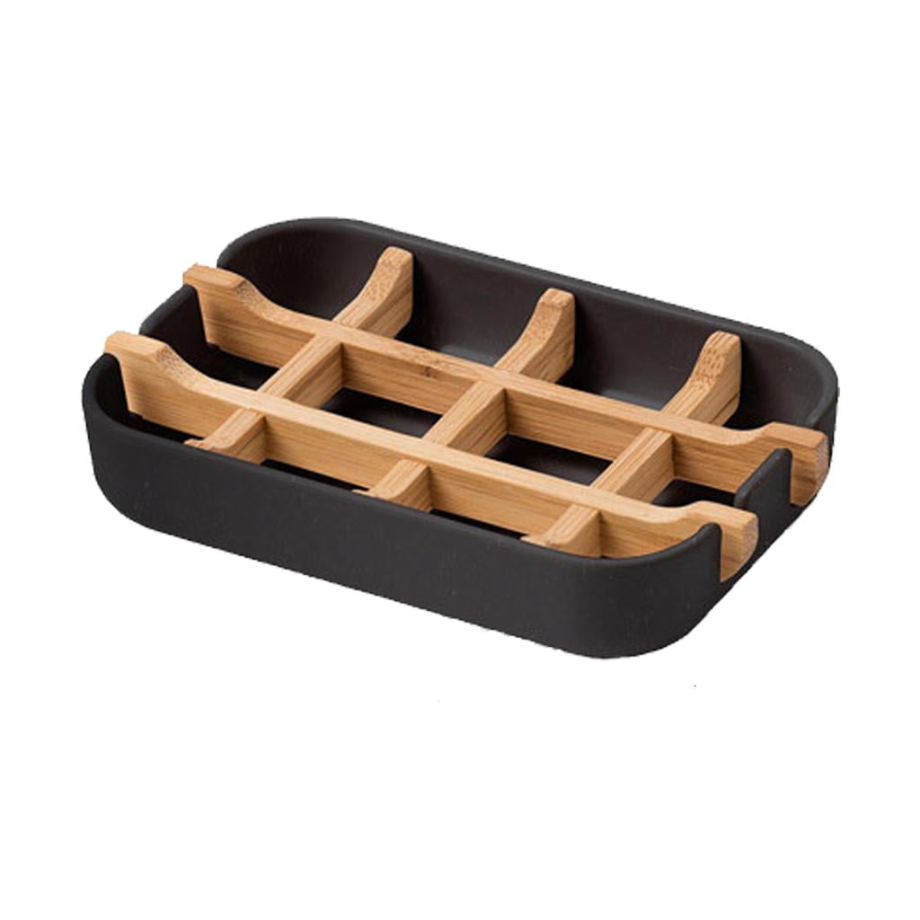 Giaone Soap Dishes for Bar Soap Bamboo Bathroom Soap Dish Holder for ...