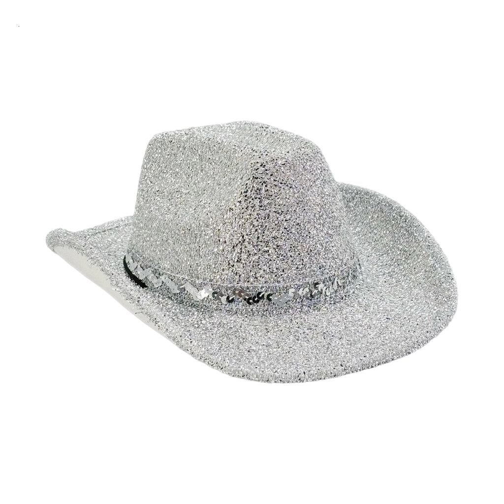 Giaone Stylish Glitter Powder Western Hat for Unisex Sparkling Fabric ...