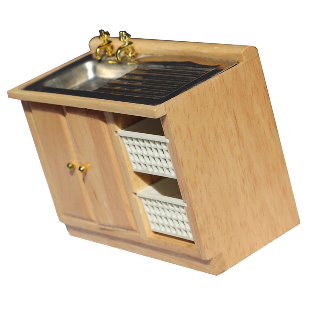Giaone Unique 1/12 Scale Toy House Sink Cabinet for Vintage Kitchen and ...