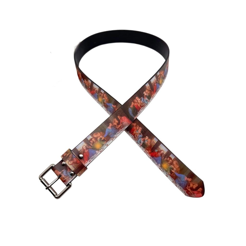 Giaone Unique Gift Retro Oil Painting Belt Depicting Last Supper PU ...