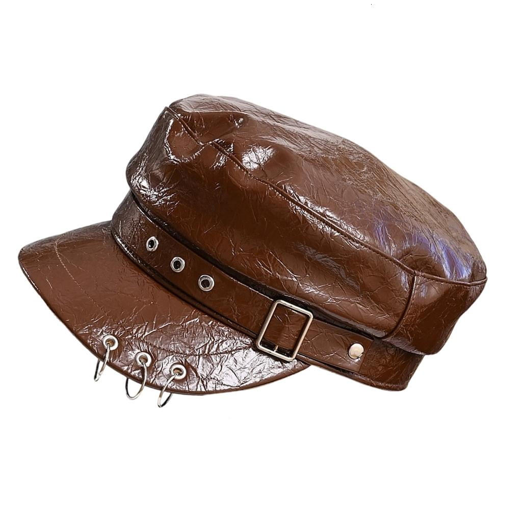 Giaone Unisex Gothic vintage Beret Cap PU Cap Easy Clean Practical ...