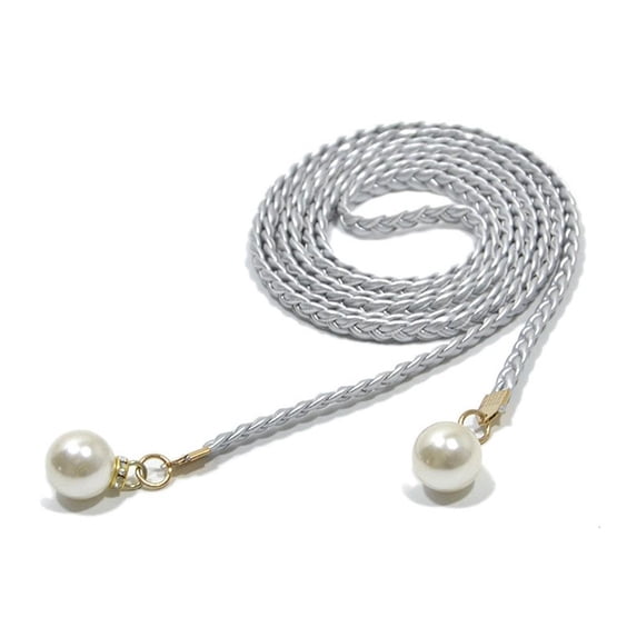 Giaone Vintage Bohemian Thin Belt Summer White Pearl Decors Braided ...