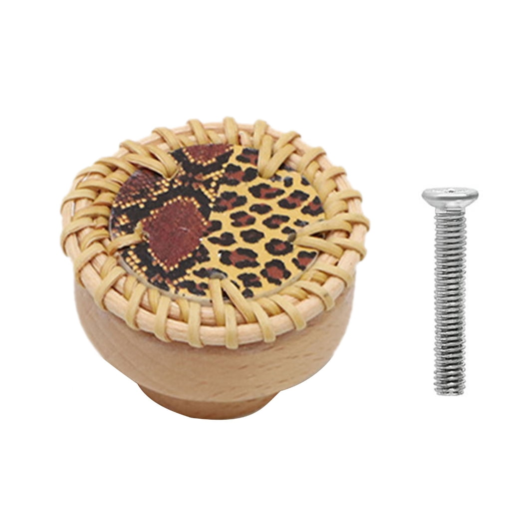 Giaone Vintage Drawer Door Pulls Rattan Wooden Handles Home Furniture ...