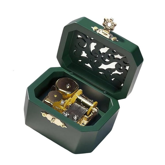 Giaone Wind Up Music Box Mini Wooden Ornament With Antique Hollowout ...