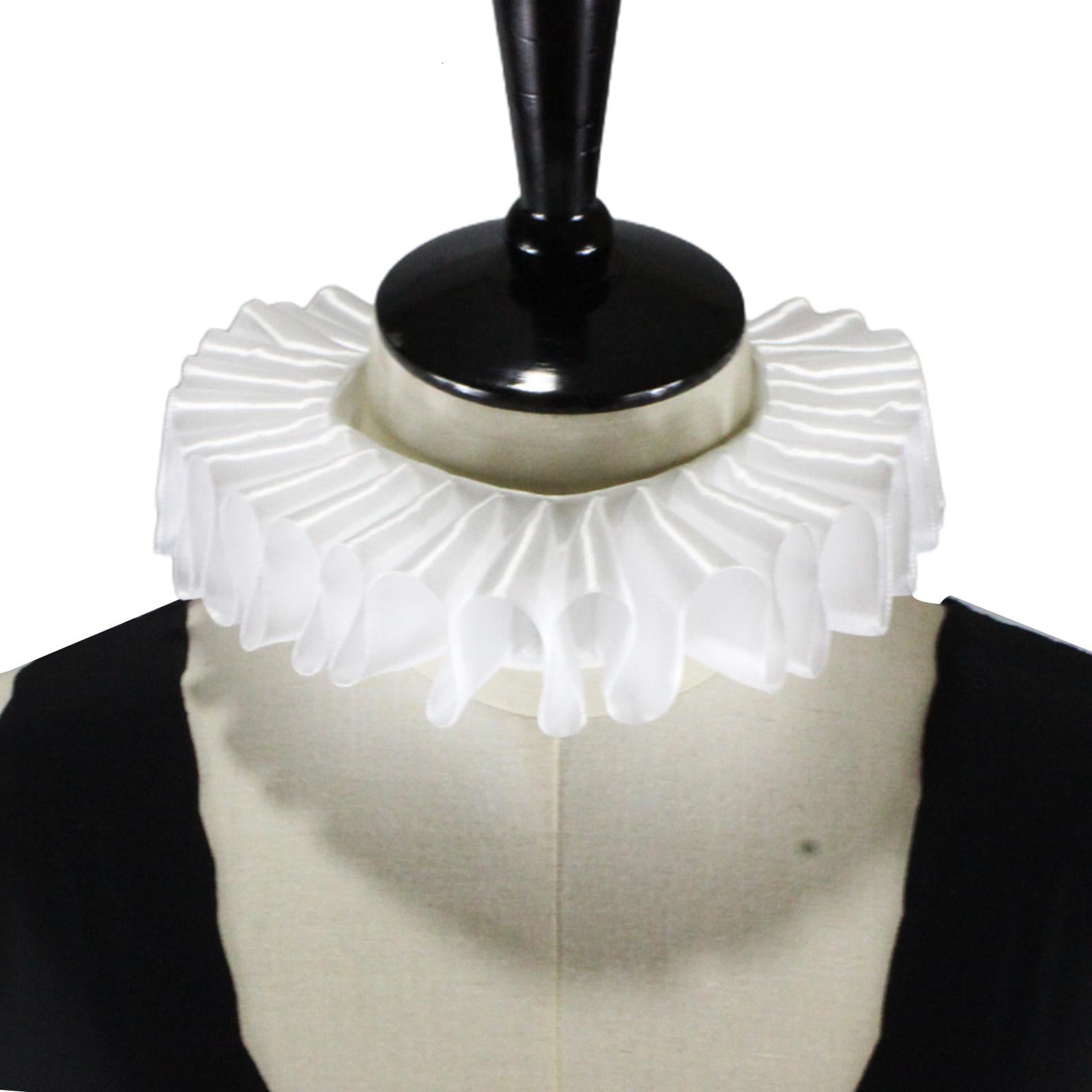 Giaone Women Ribbon Ruffled Fake Collar Victorian Renaissance Neck Ruff ...