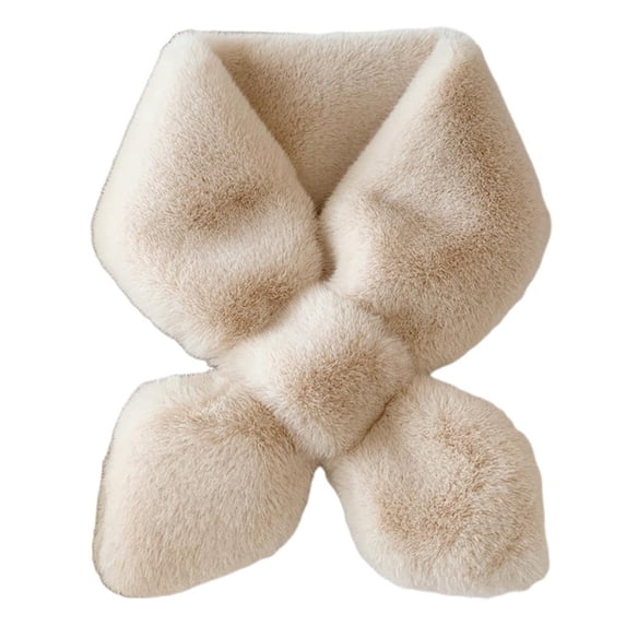 Giaone Women Winter Faux Fur for Cross Bib Scarf Pure Solid Color ...