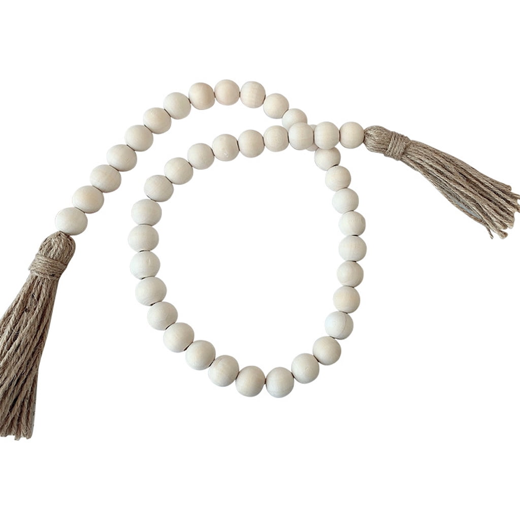 Giaone Wood Bead String Tassel Wall Art Vintage Farmhouse Crochet Wall ...