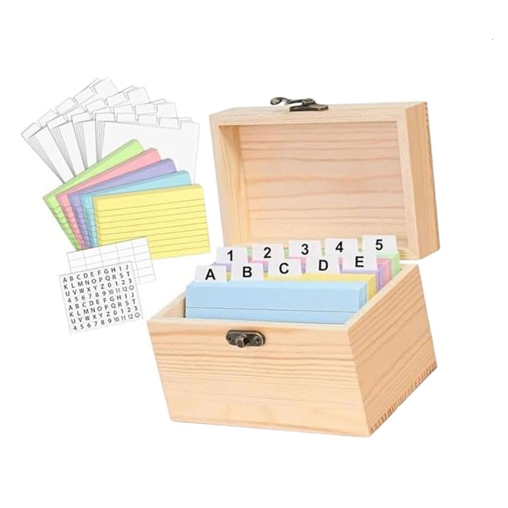 Giaone Wooden Card File Cabinet Compacts Storage For Note Recipes ...