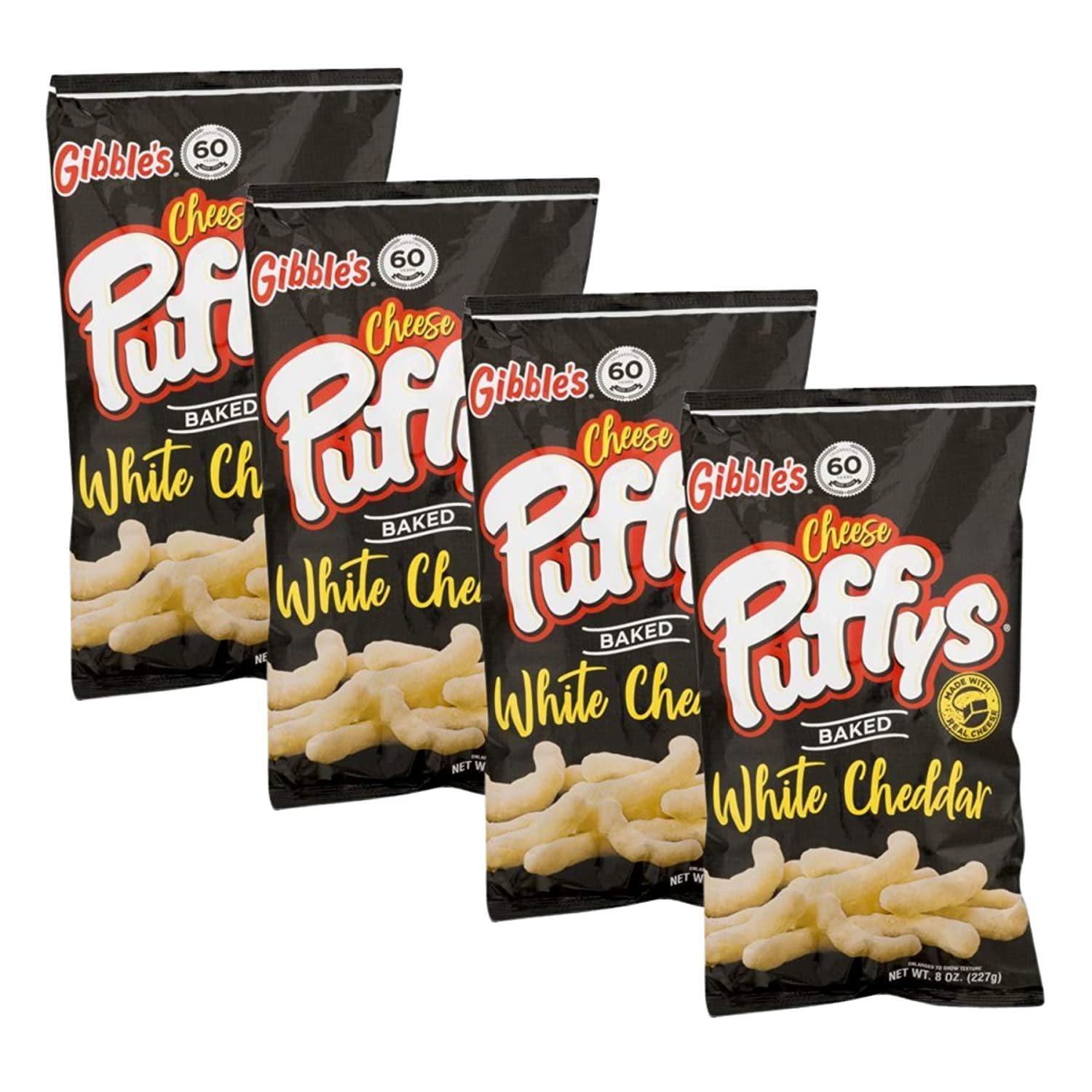 Gibble's White Cheddar Cheese Puffs, Baked, 9 oz Bag - Bundle of 4 ...