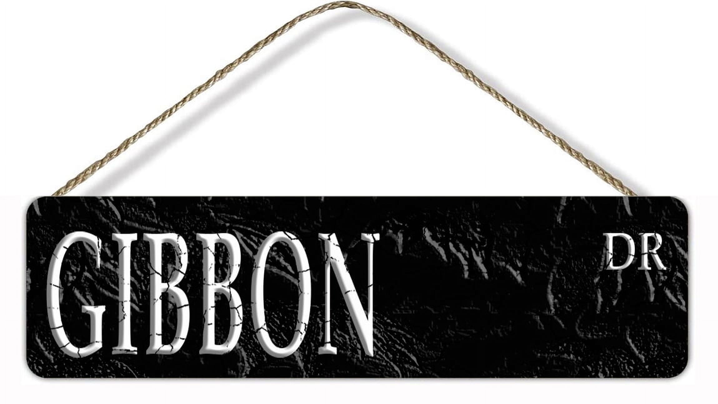 Gibbon Dr Street Wooden Hanging Sign Plaque With Rope Wall Home Decor ...