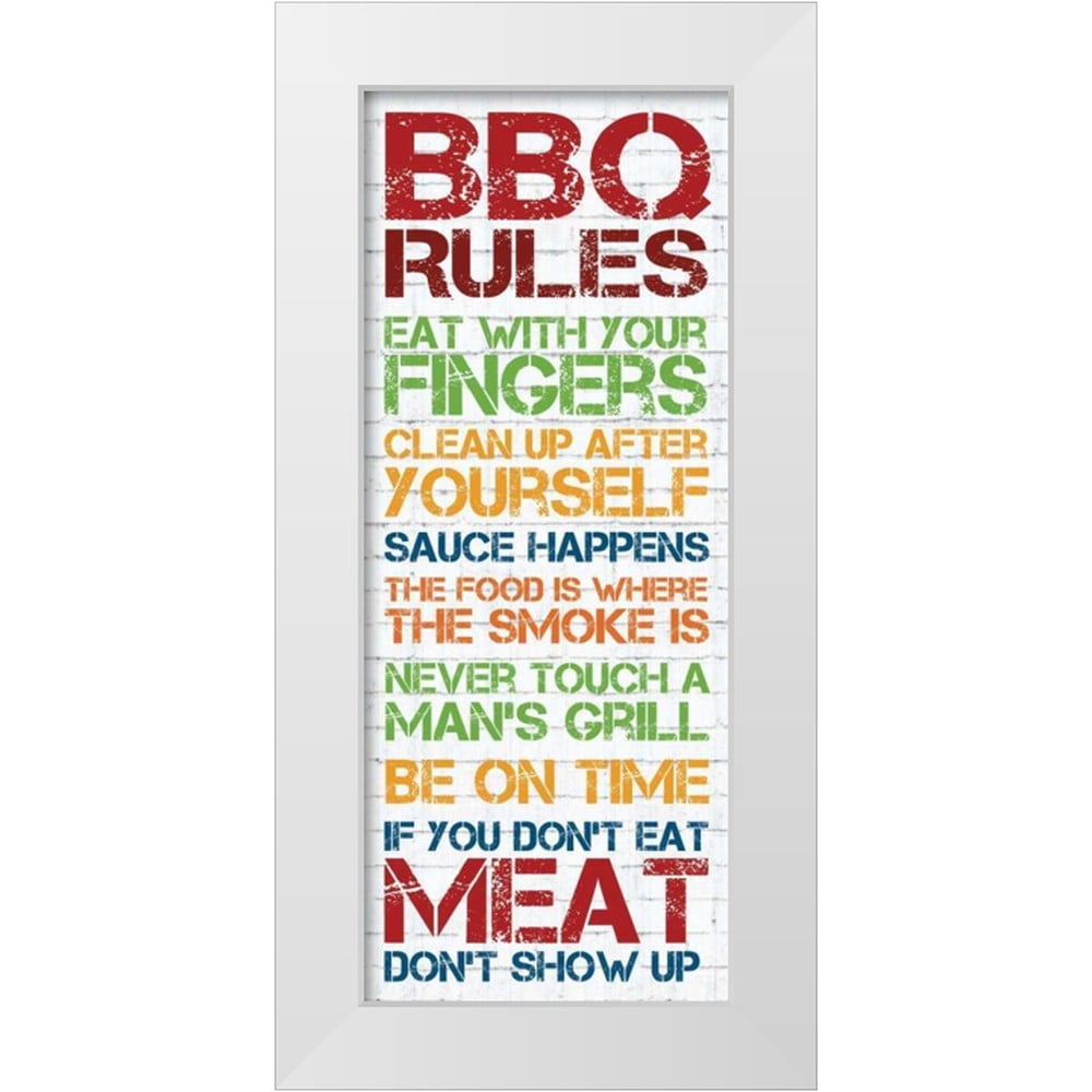 Gibbons, Lauren 12x24 White Modern Wood Framed Museum Art Print Titled - BBQ Rules 2 - Walmart.com