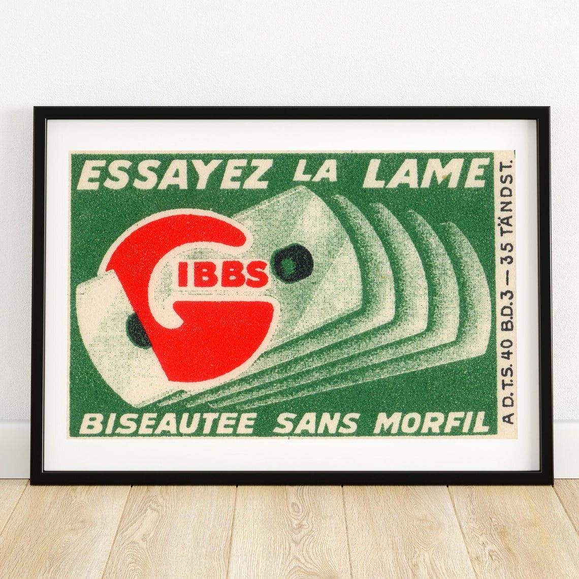 Gibbs Razor Poster Art Mid-Century French Print Vintage Shaving Decor ...