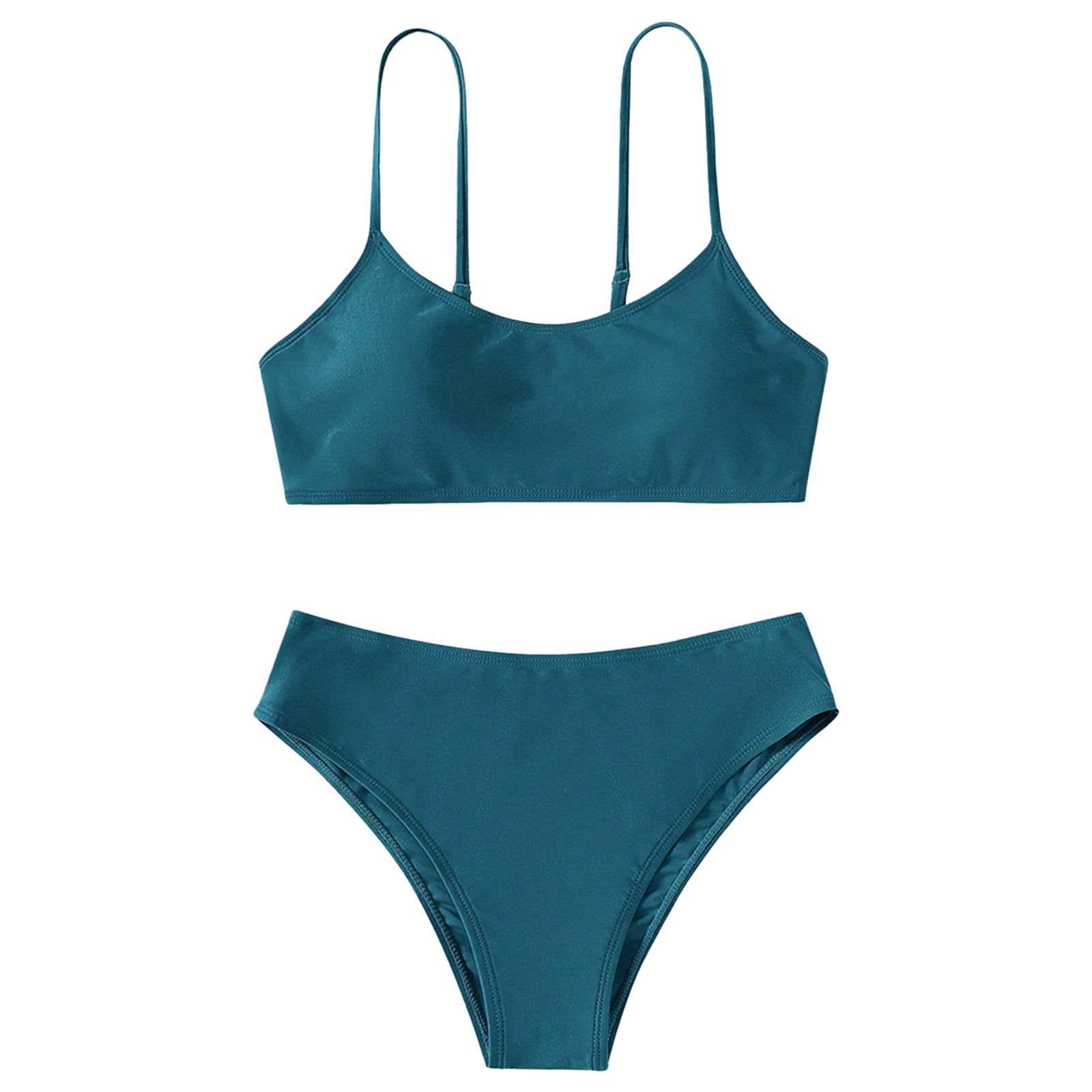 Gibobby Girl's 2 Piece Swimsuit Solid Spaghetti Strap Bikini Sets Beach ...