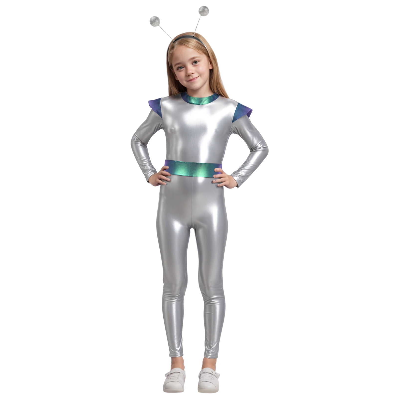 Gibobby Halloween Alien Costume Set Metallic Dress with Arm Sleeves for ...