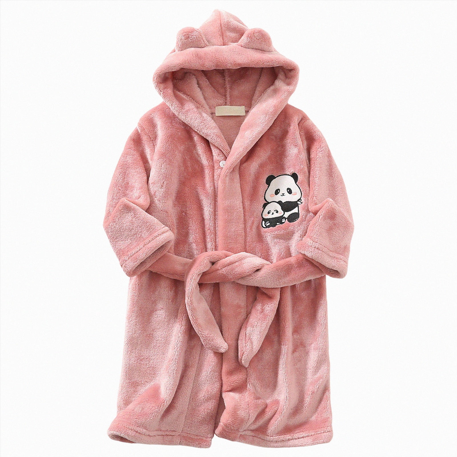 Gibobby Kids Soft Coral Fleece Bathrobe,Warm Hooded Sleep Robe with ...