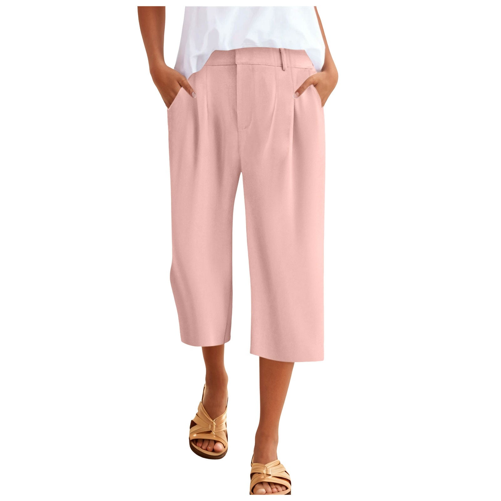 Gibobby Lightweight Capri Pants for Women Cropped Casual Lounge Work ...