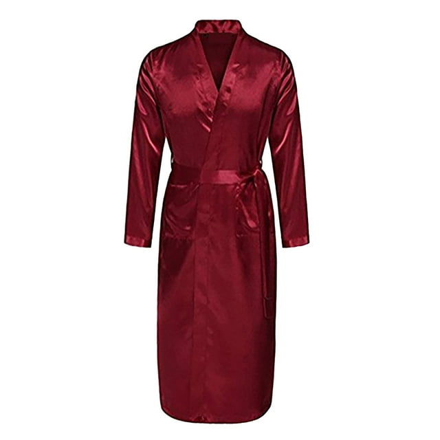 Gibobby Men's Real Silk Robe Lightweight Bathrobe for Men Long Sleeve ...