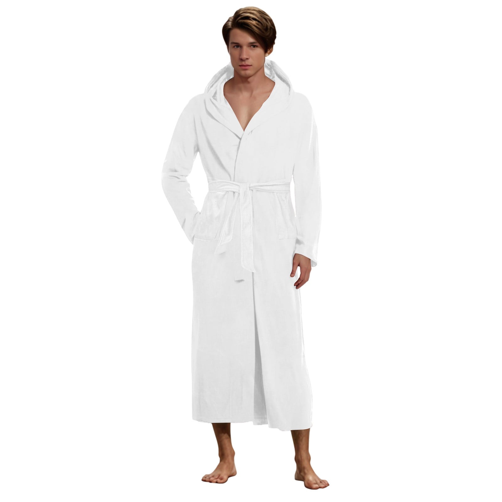 Gibobby Mens Robe with Hood Plush Fleece Hooded Mens Bathrobe Big and ...