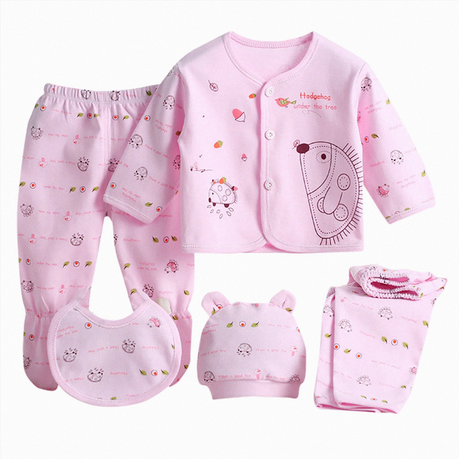 Gibobby Unisex Baby Clothes 5 Piece Layette Sets Cotton Newborn Clothes ...