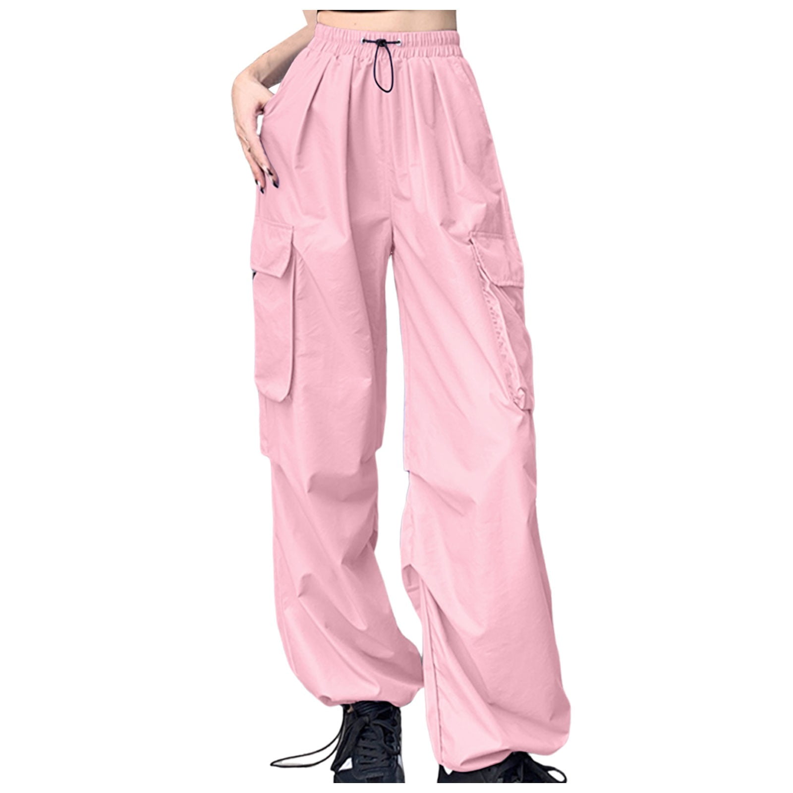 Gibobby Women Baggy Cargo Pants Oversized Low Rise Wide Leg Parachute ...