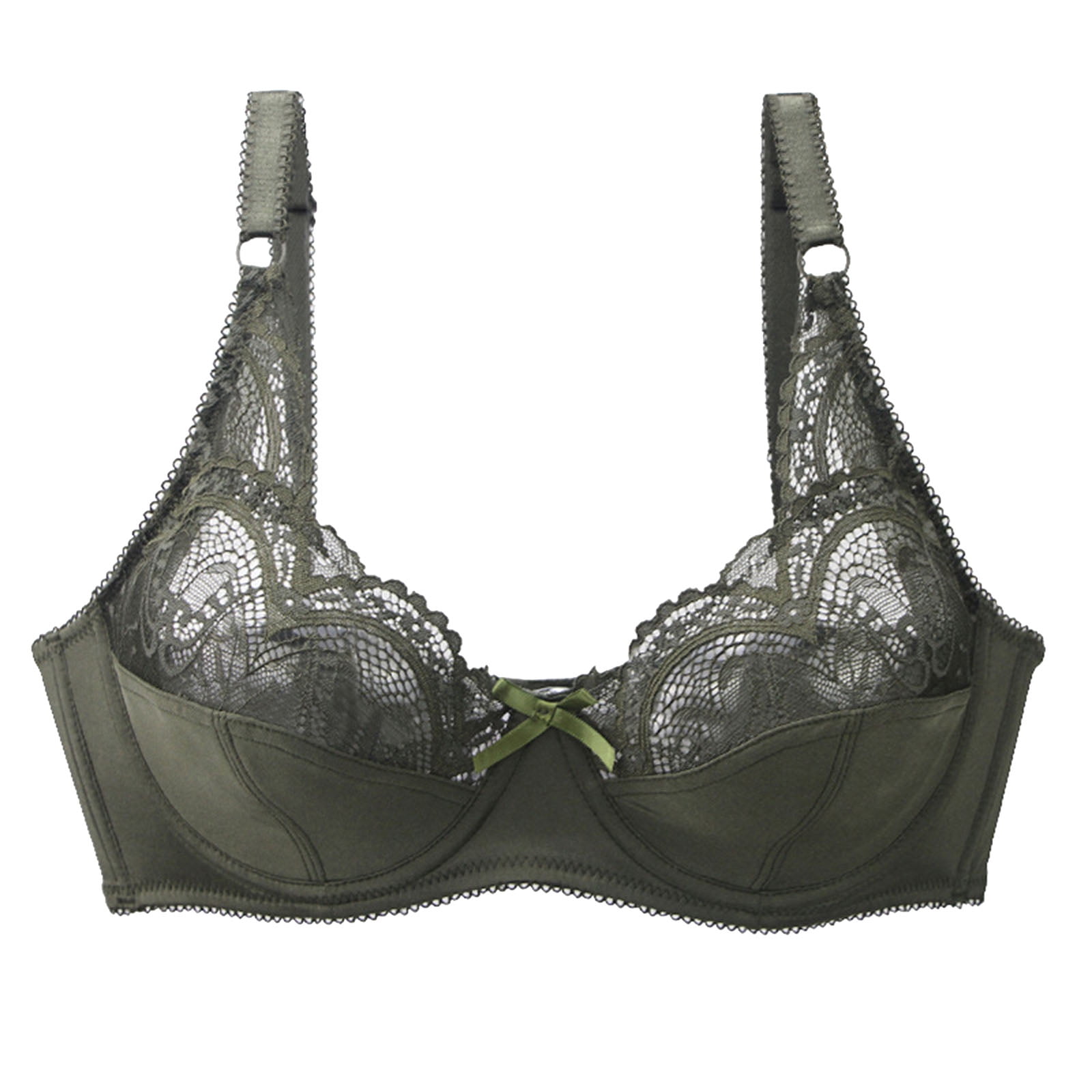 Gibobby Women's Sexy Lace Push Up Plus Size Bra Sheer Balconette Underwire Unlined[Green,75B ...