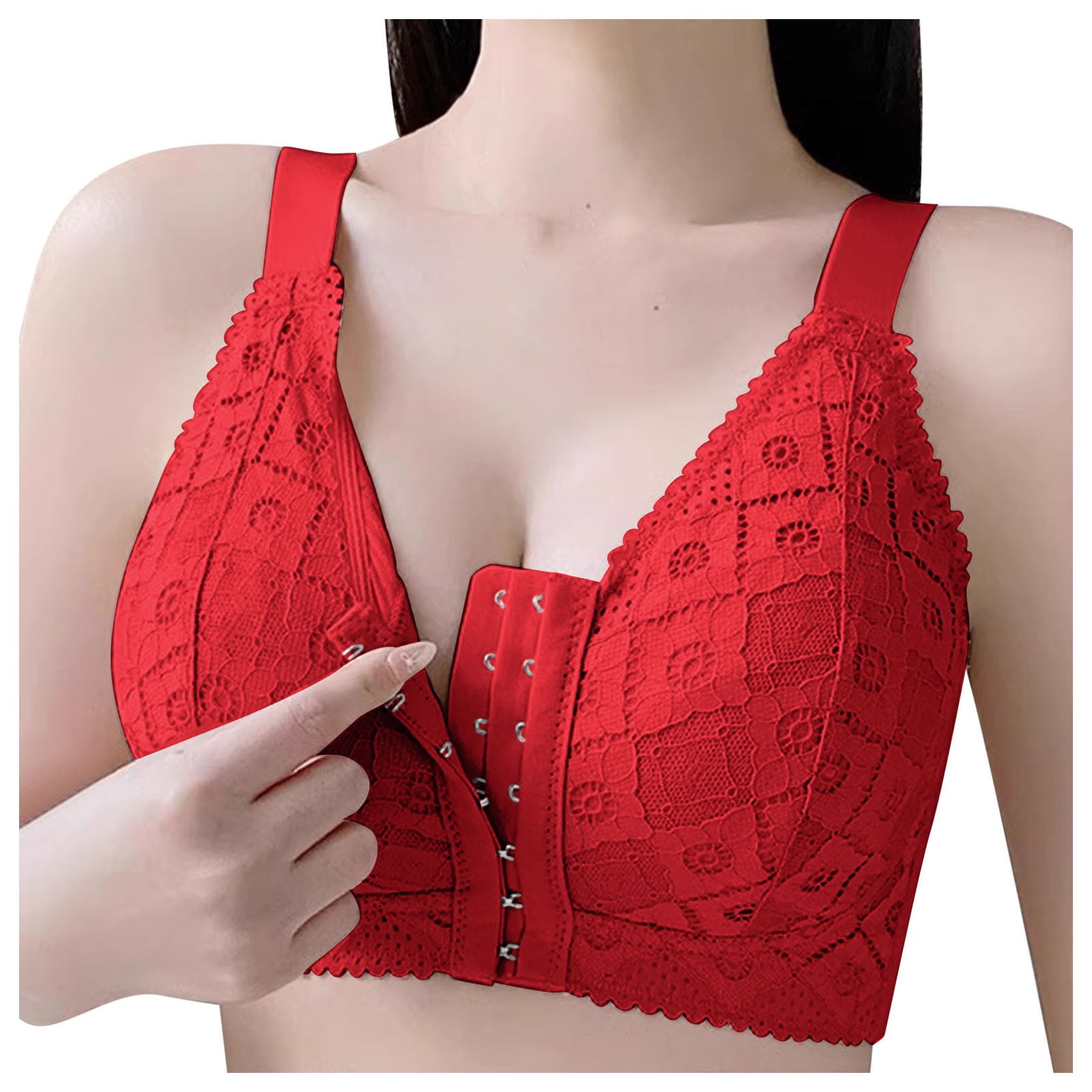 Gibobby Women's Sexy Lace Push Up Plus Size Bra Sheer Balconette Underwire Unlined[Red,42 ...