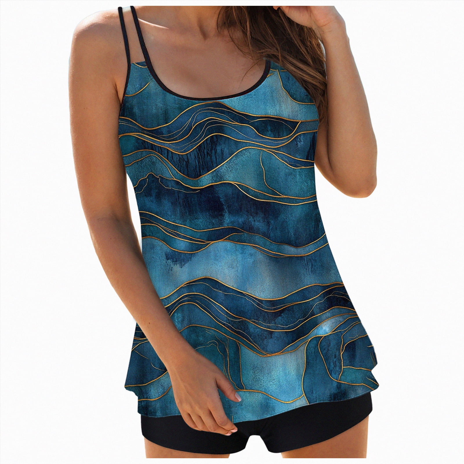 Gibobby Womens Summer Beach Strappy Push Up Tankini Set Swimsuit Padded ...