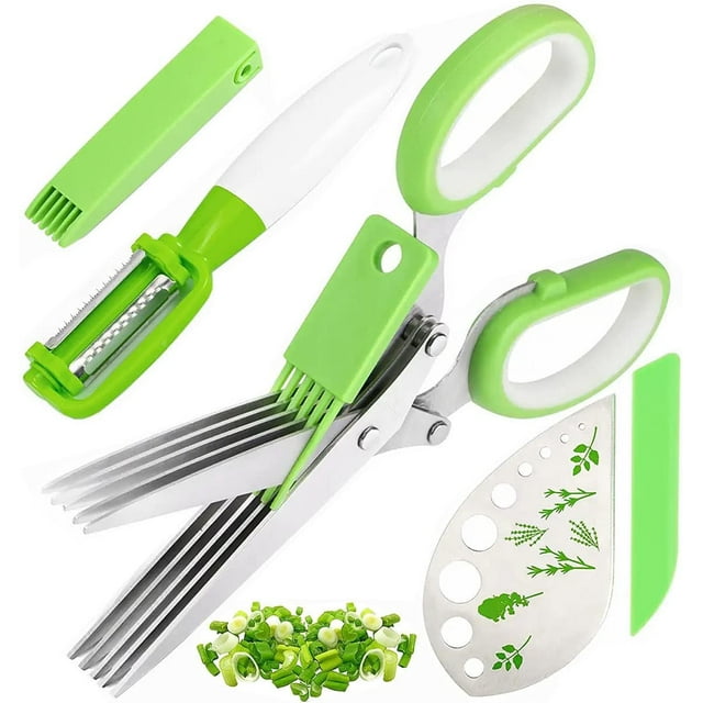Gibot Herb Scissor, Leaf Stripper, Stainless Steel 5 Blade Kitchen ...