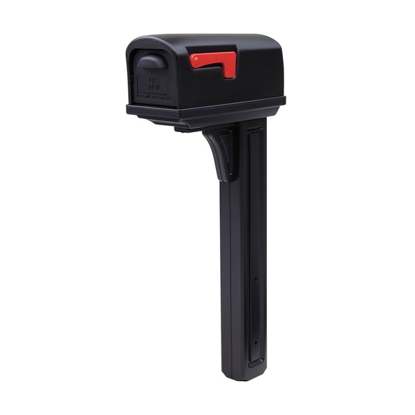 Gibraltar Mailboxes Classic Plastic Post Mount Black Double Door ...