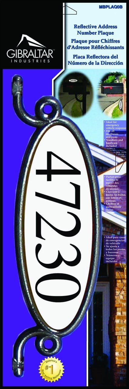 Gibraltar Mailboxes Reflective Address Plaque, Black Plastic, MBPLAQ0B ...