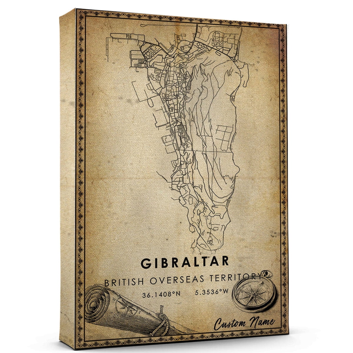 Gibraltar Map Poster, Gibraltar road Map Art Poster, Canvas,, Gibraltar ...