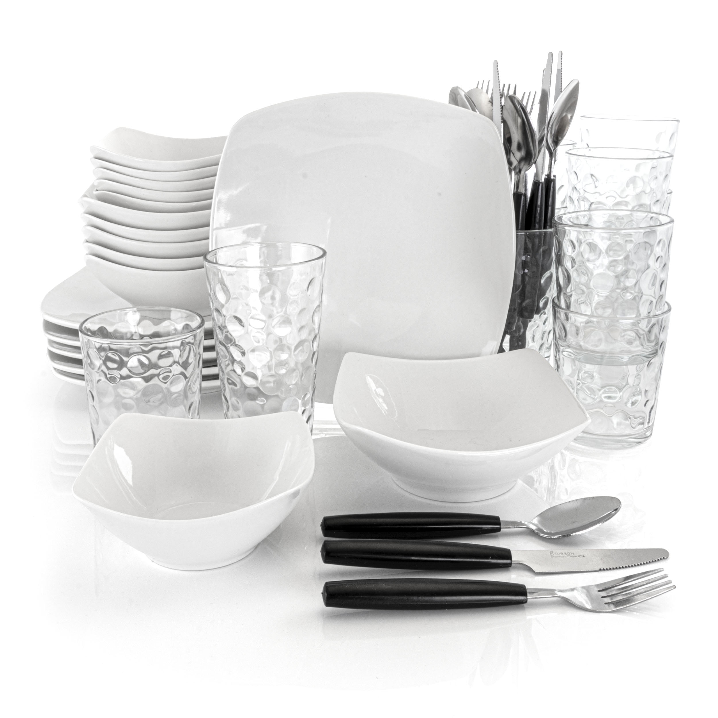 Gibson All U Need 48 Piece Ceramic Dinnerware Combo Set in White ...