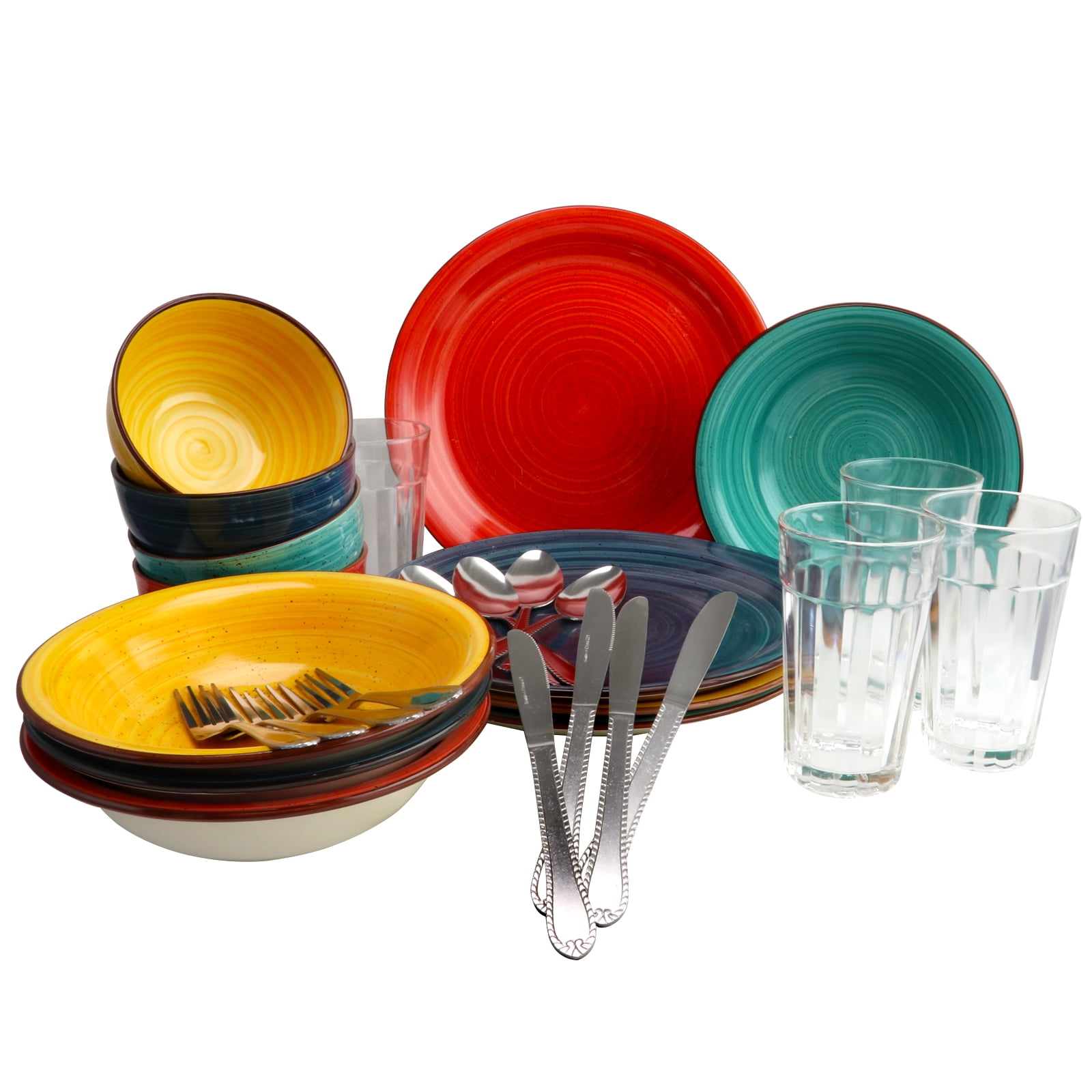 Gibson Color Speckle 28 Piece Mix and Match Dinnerware Combo Set ...