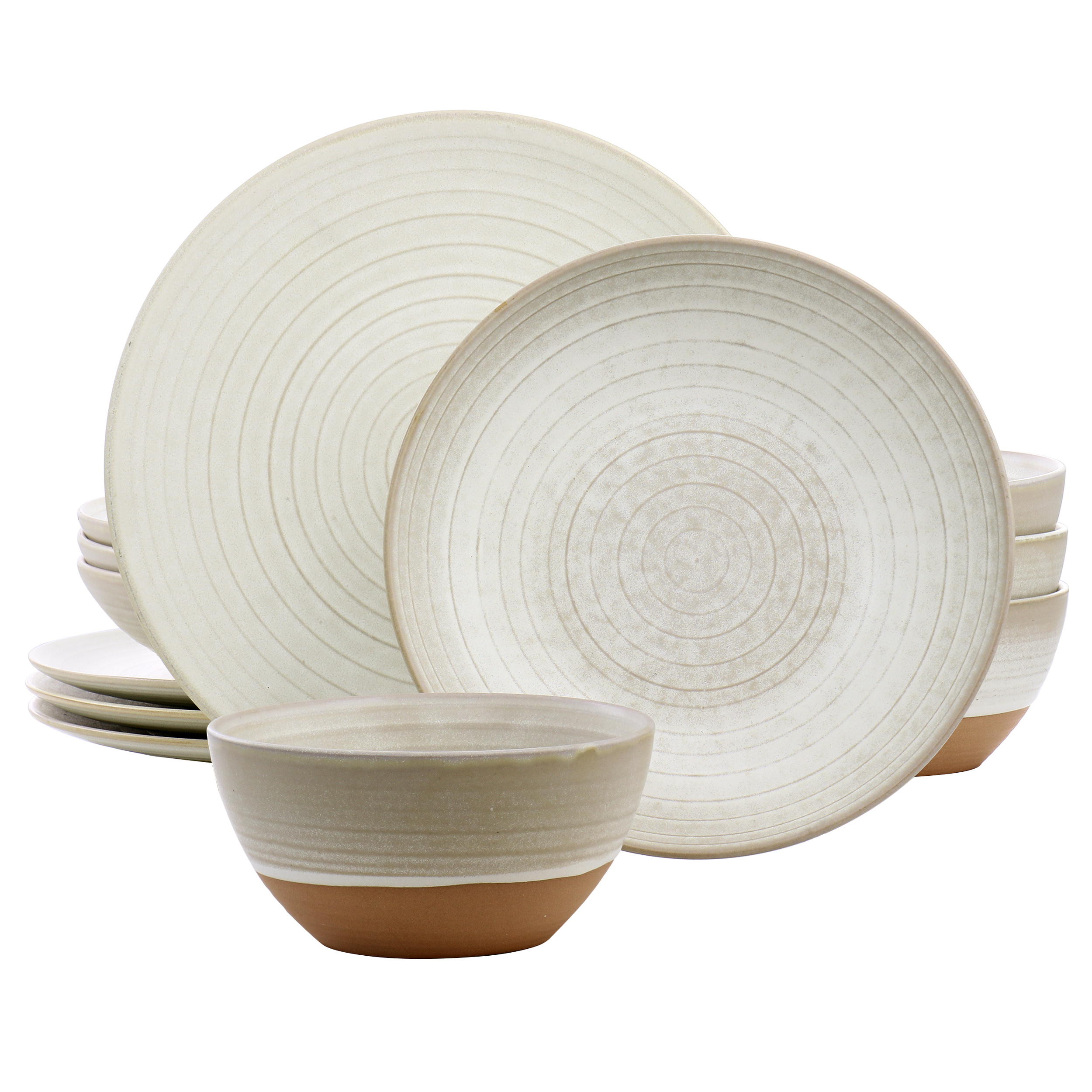 Gibson Elite 12 Piece Dreamweaver Round Earthenware Dinnerware Set in Matte White - Walmart.com